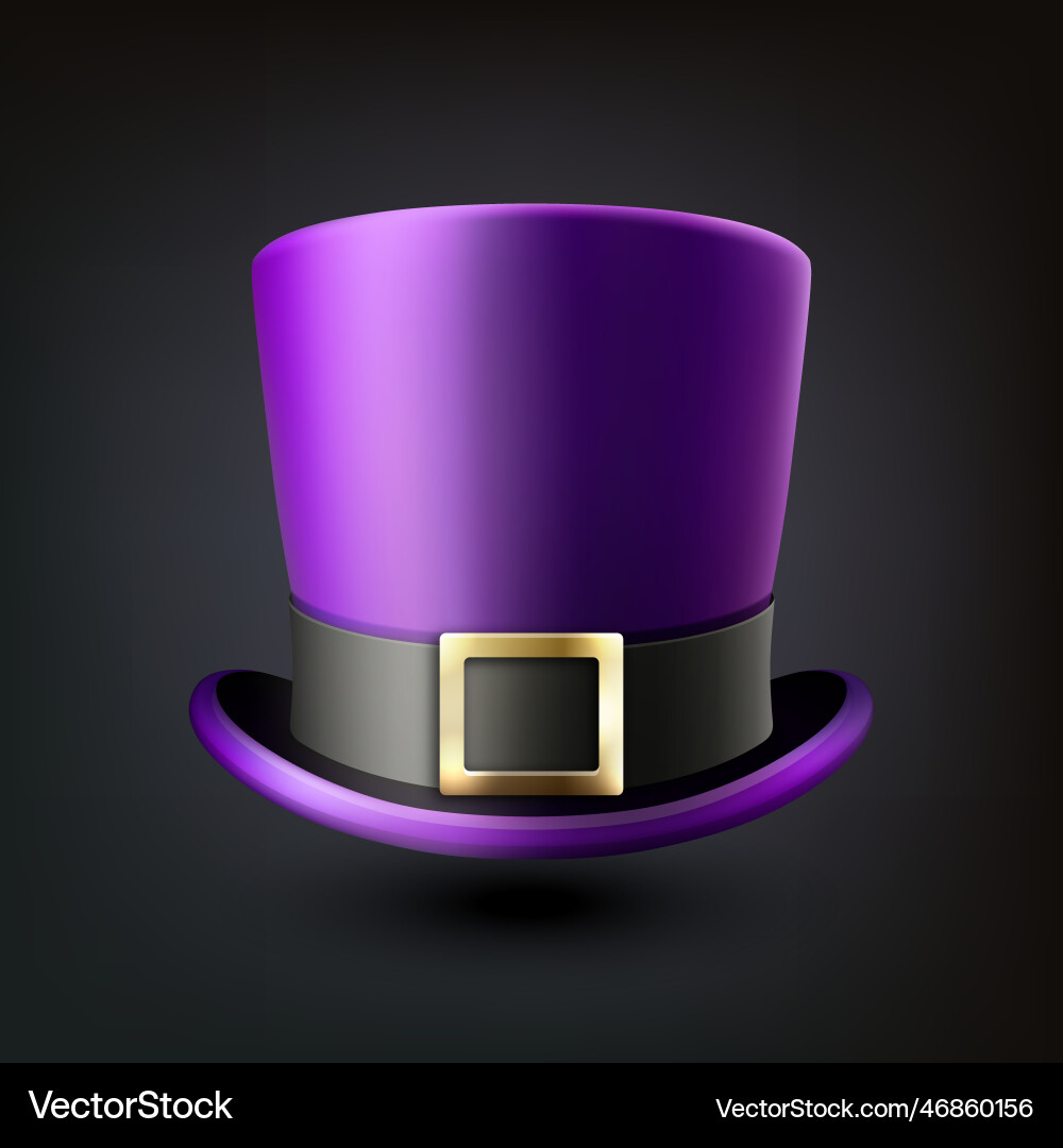 3d realistic purple top hat icon with black Vector Image