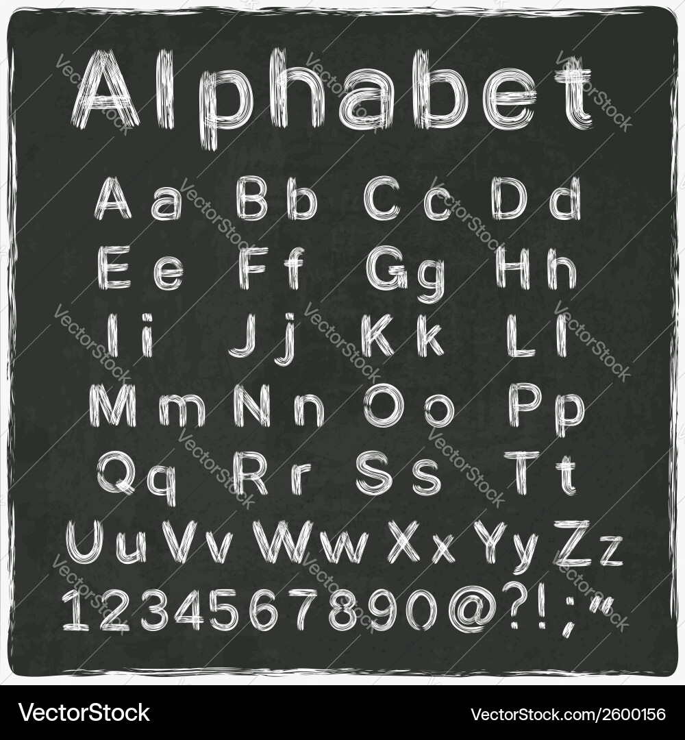 Alphabet old black board Royalty Free Vector Image