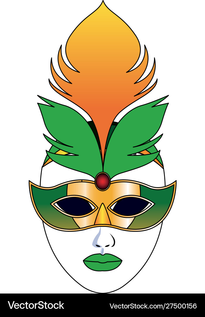 Carnival mask icon colorful flat design Royalty Free Vector