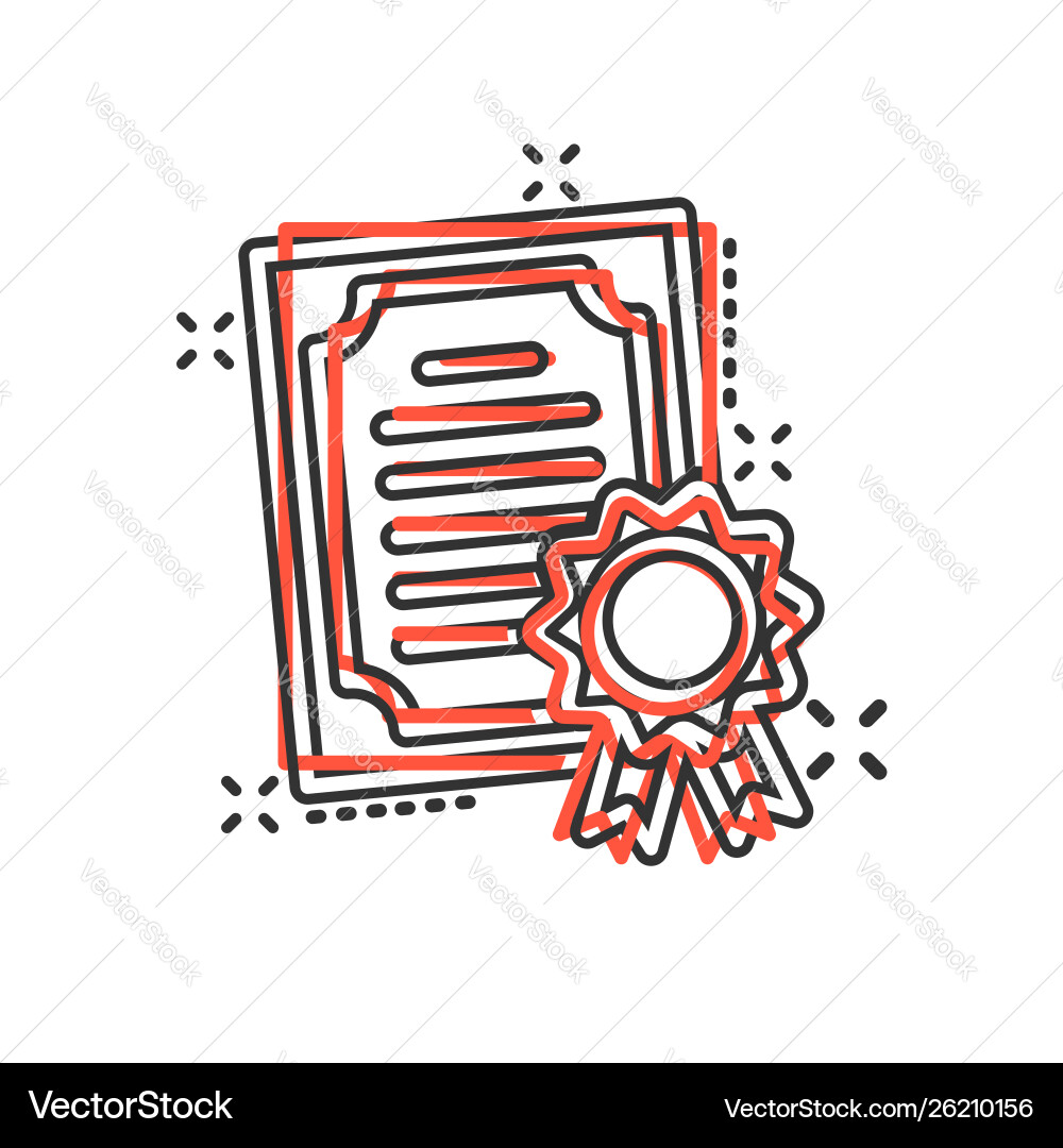 Certificate icon in comic style license badge Vector Image