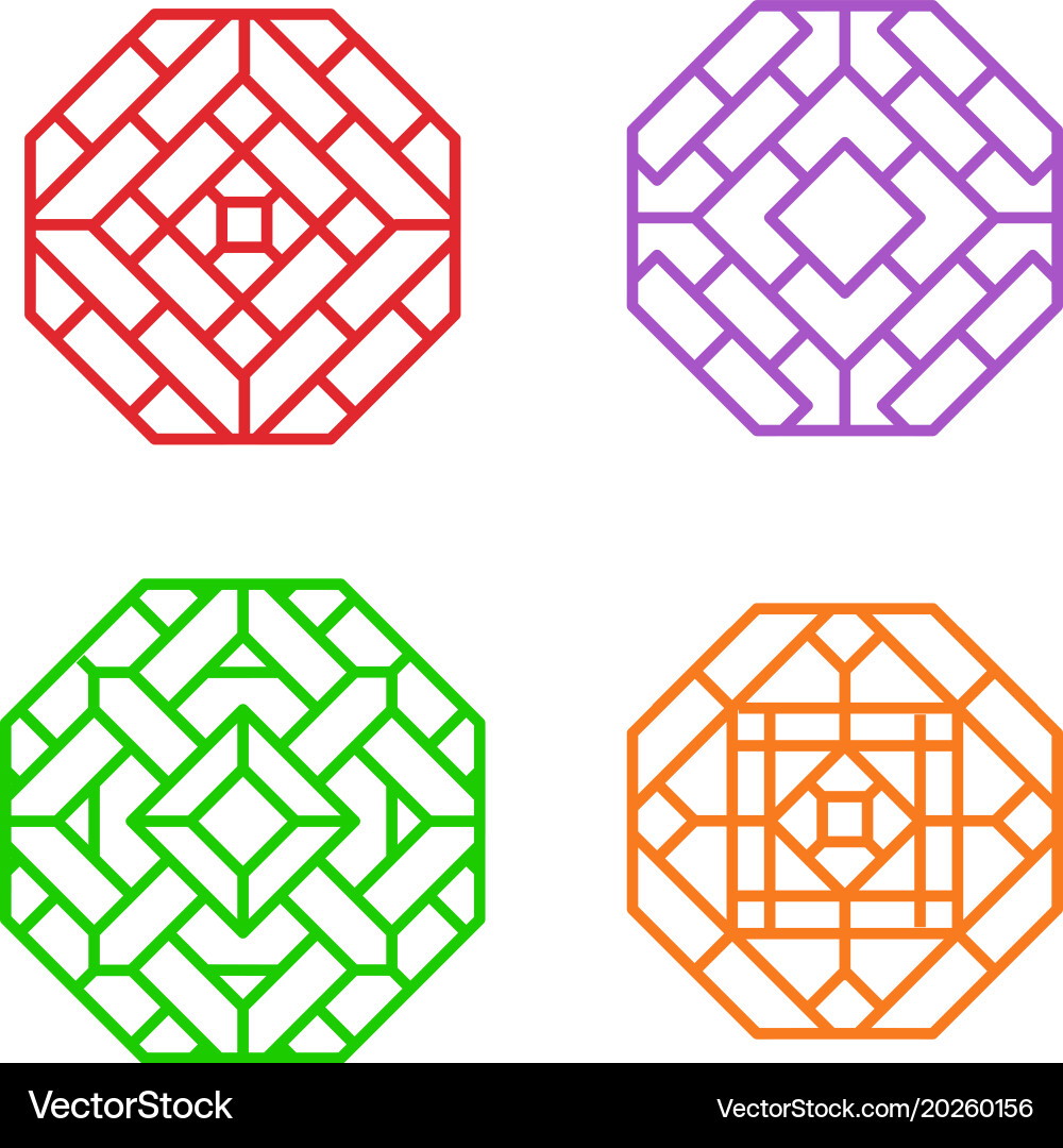 Chinese octagon window frame and symbol in Vector Image