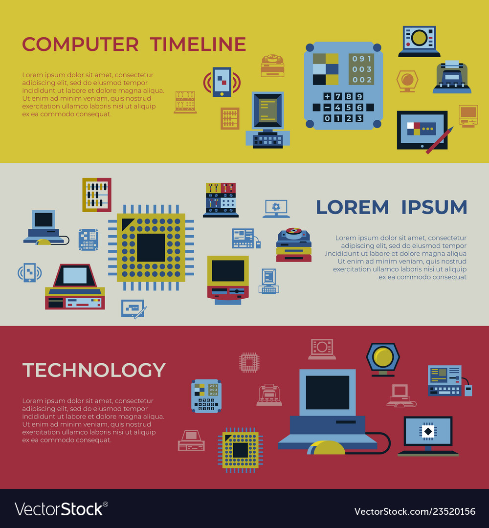 Digital personal computer timeline Royalty Free Vector Image Digital personal computer timeline Royalty Free Vector Image