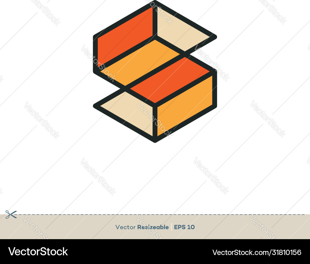 Geometric s letter hexagon shape icon logo Vector Image