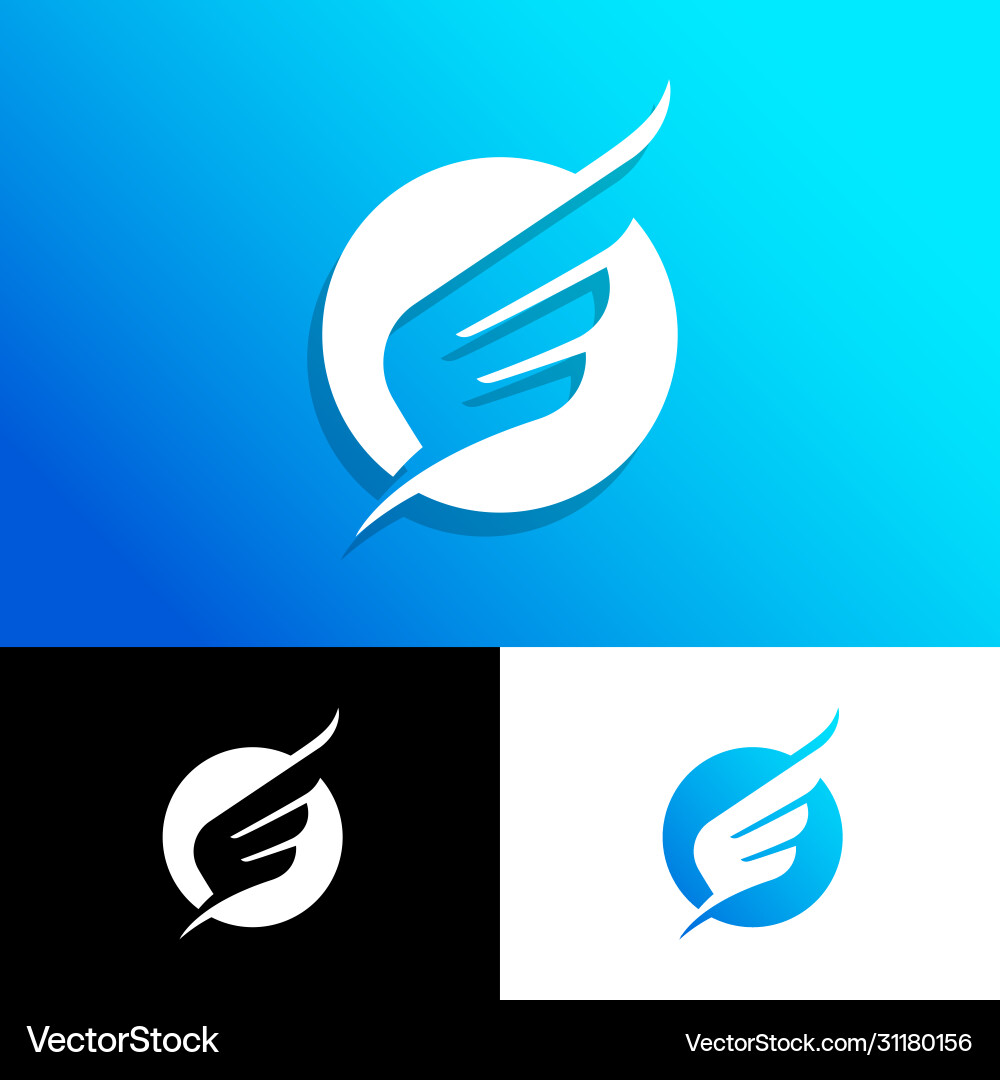 Icon bird wing blue circle flight aviation logo Vector Image