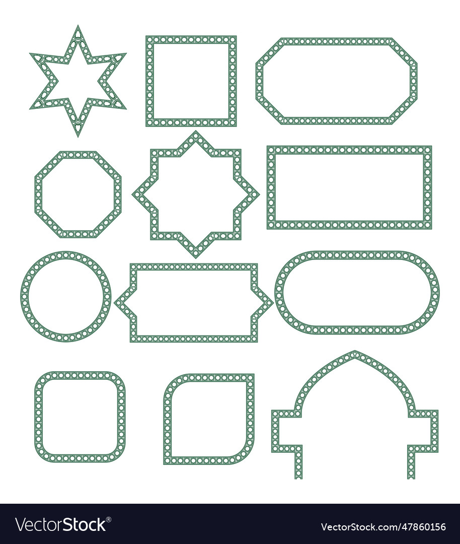 Islamic frame template bundle set Royalty Free Vector Image