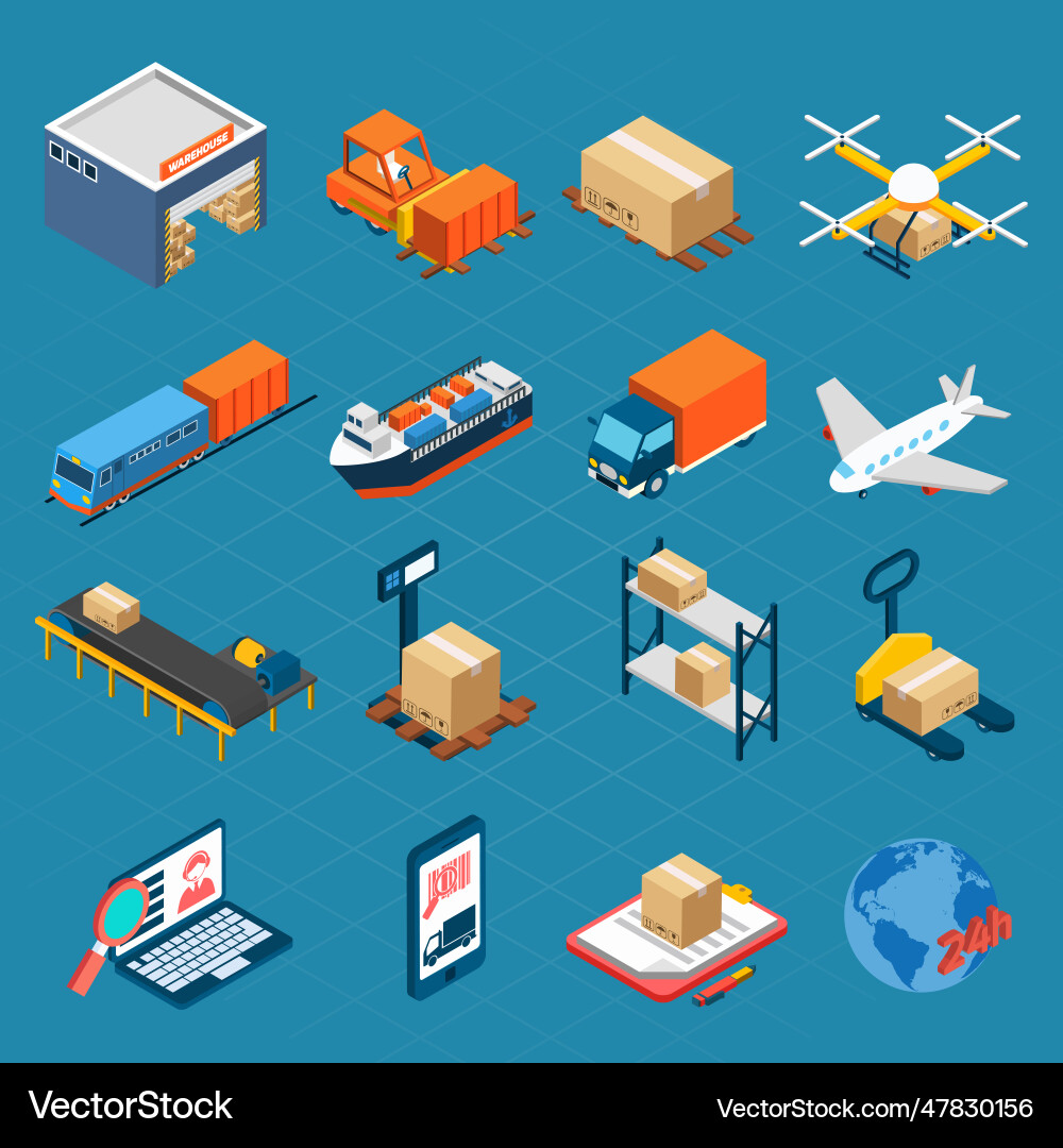 Isometric logistic icons isometric logistic icons Vector Image