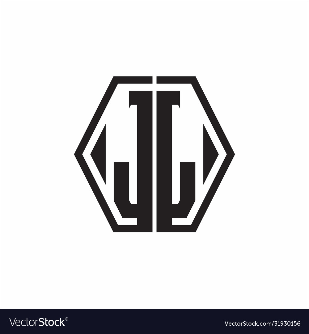Jl logo monogram with hexagon line rounded design Vector Image