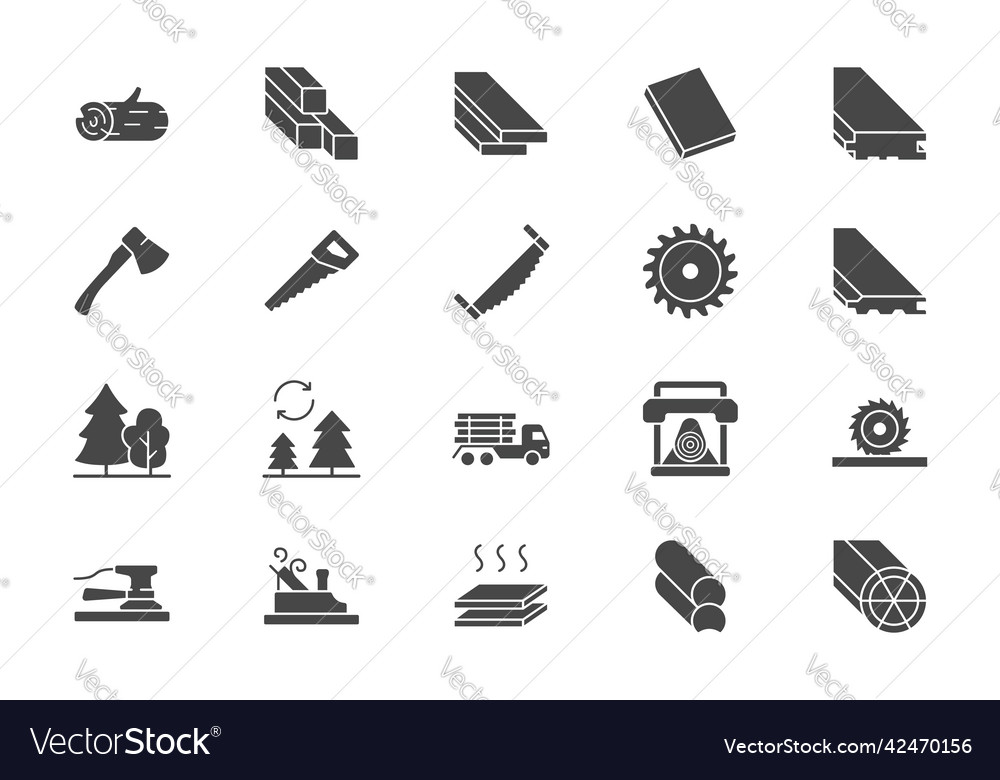 Lumber flat icons include Royalty Free Vector Image