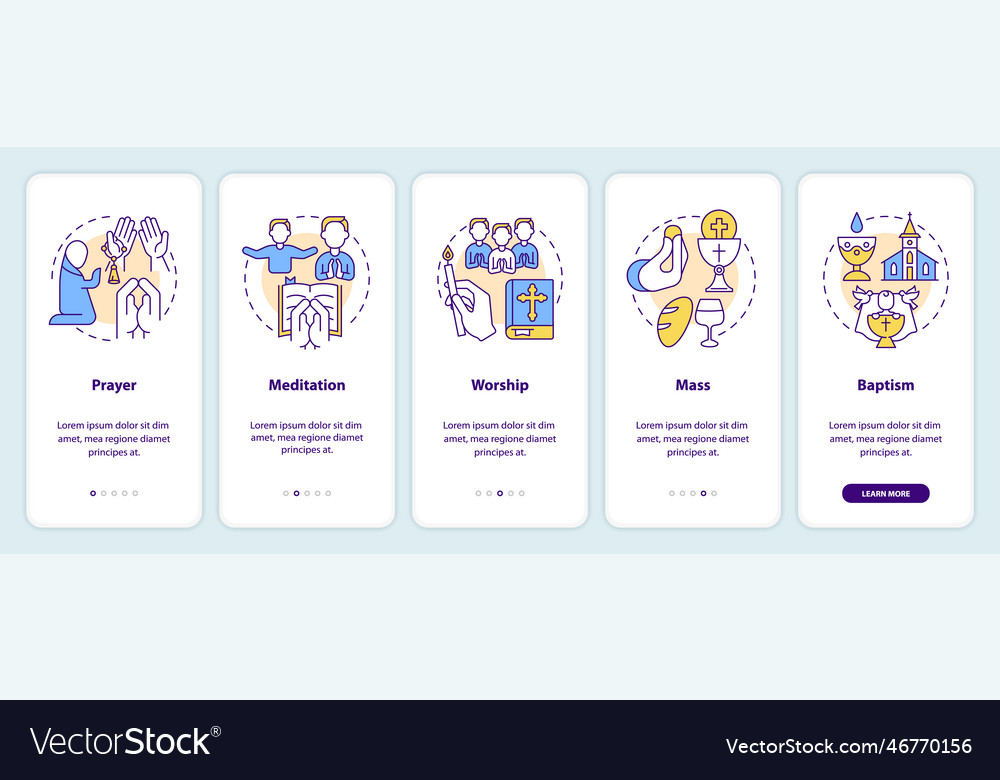 Religious Practices Onboarding Mobile App Screen Vector Image