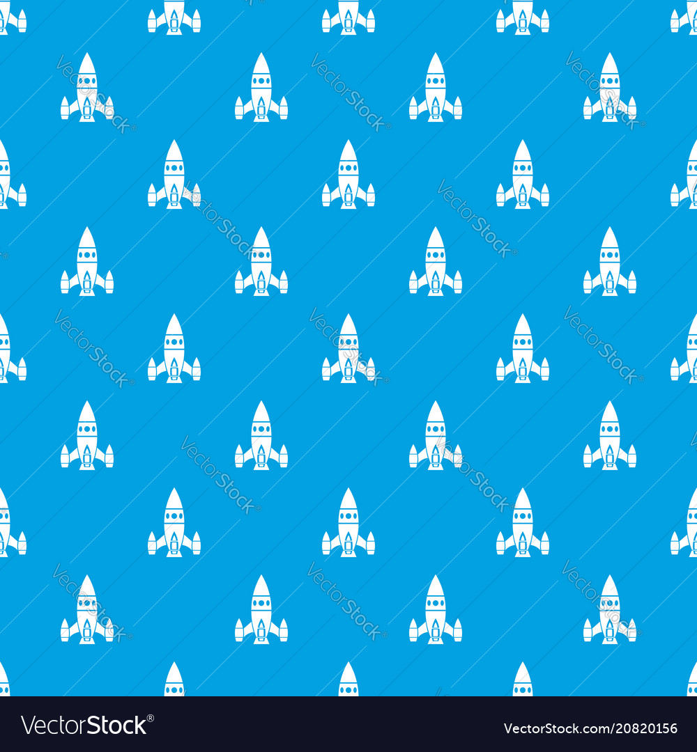 Rocket ship pattern seamless blue Royalty Free Vector Image