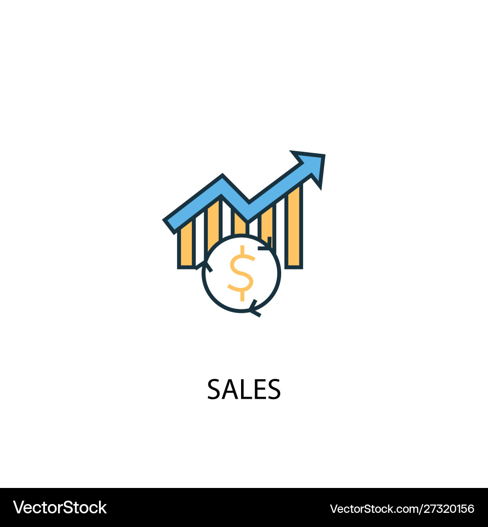 Sales concept 2 colored line icon simple yellow Vector Image