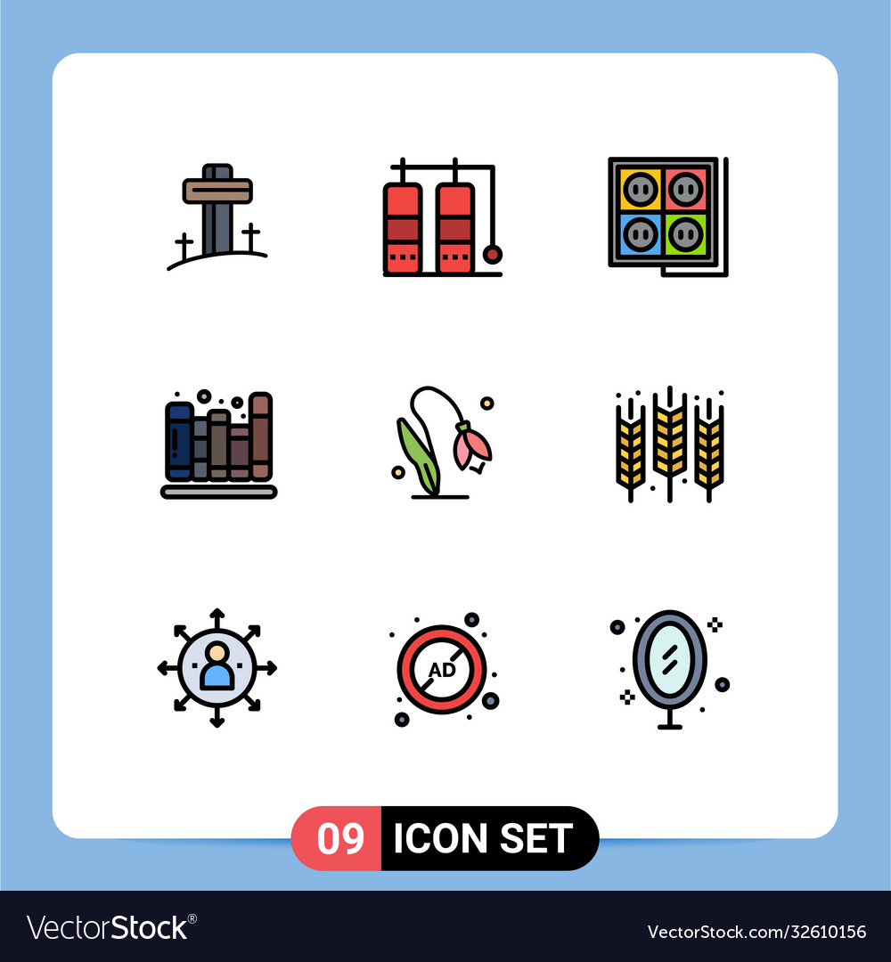 Set 9 modern ui icons symbols signs for floral Vector Image