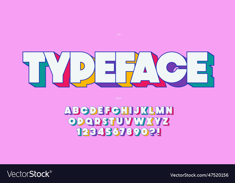 Typeface 3d bold style Royalty Free Vector Image