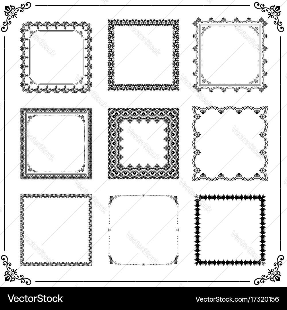 Vintage set of square elements Royalty Free Vector Image