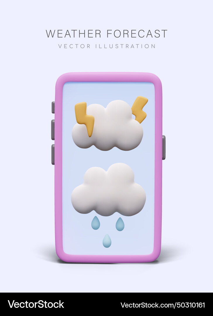 Advertisement of weather forecast phone Royalty Free Vector