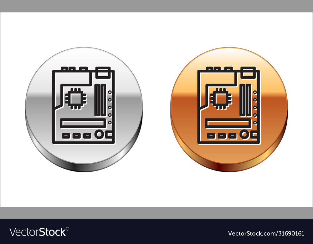 Black line electronic computer components Vector Image