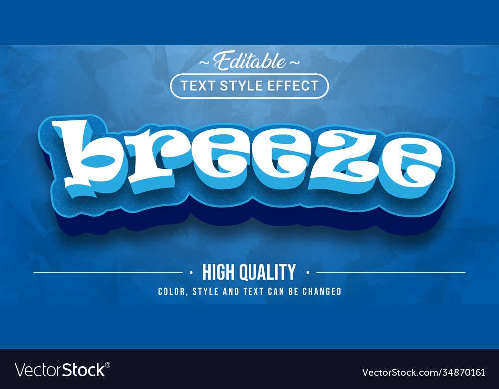 Breeze text effect - editable Royalty Free Vector Image
