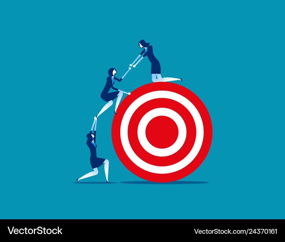 Business person team work towards the target Vector Image