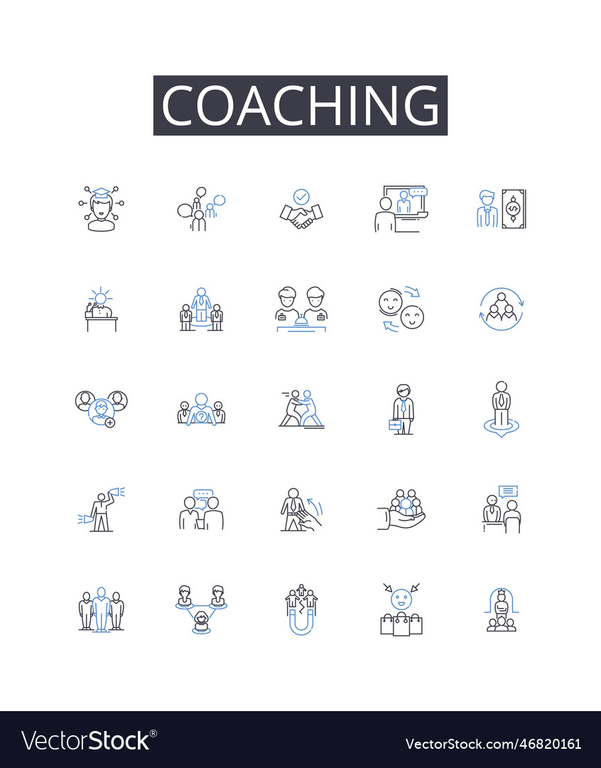 Coaching line icons collection mentoring guiding Vector Image Coaching line icons collection mentoring guiding Vector Image