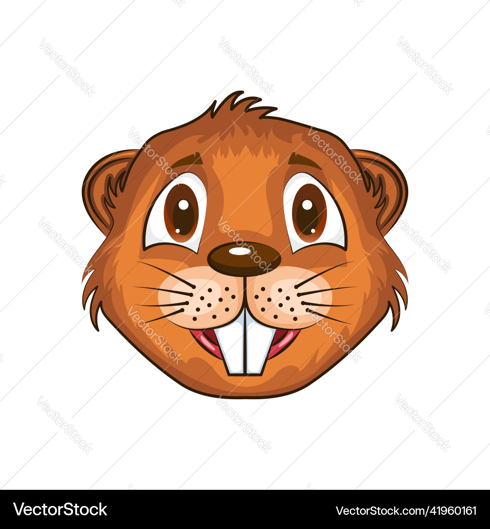 Cute cartoon beaver head avatar character Vector Image