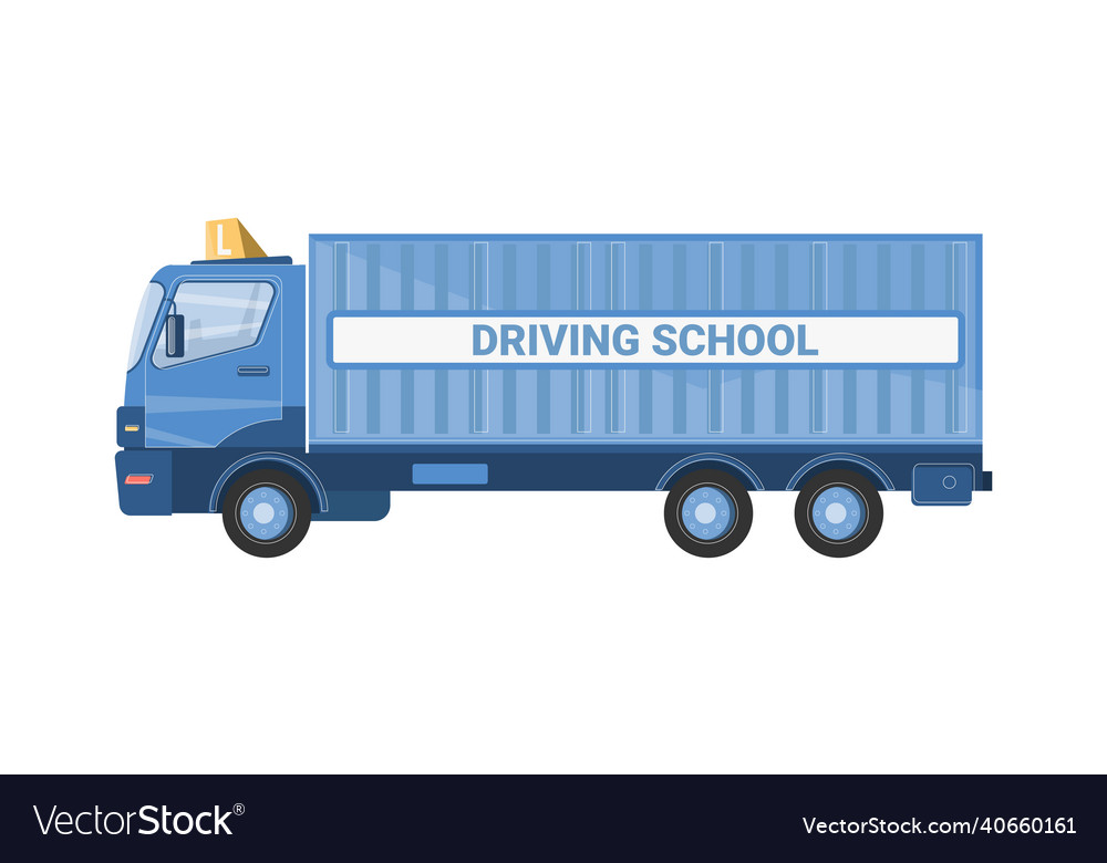 Driving school truck composition Royalty Free Vector Image
