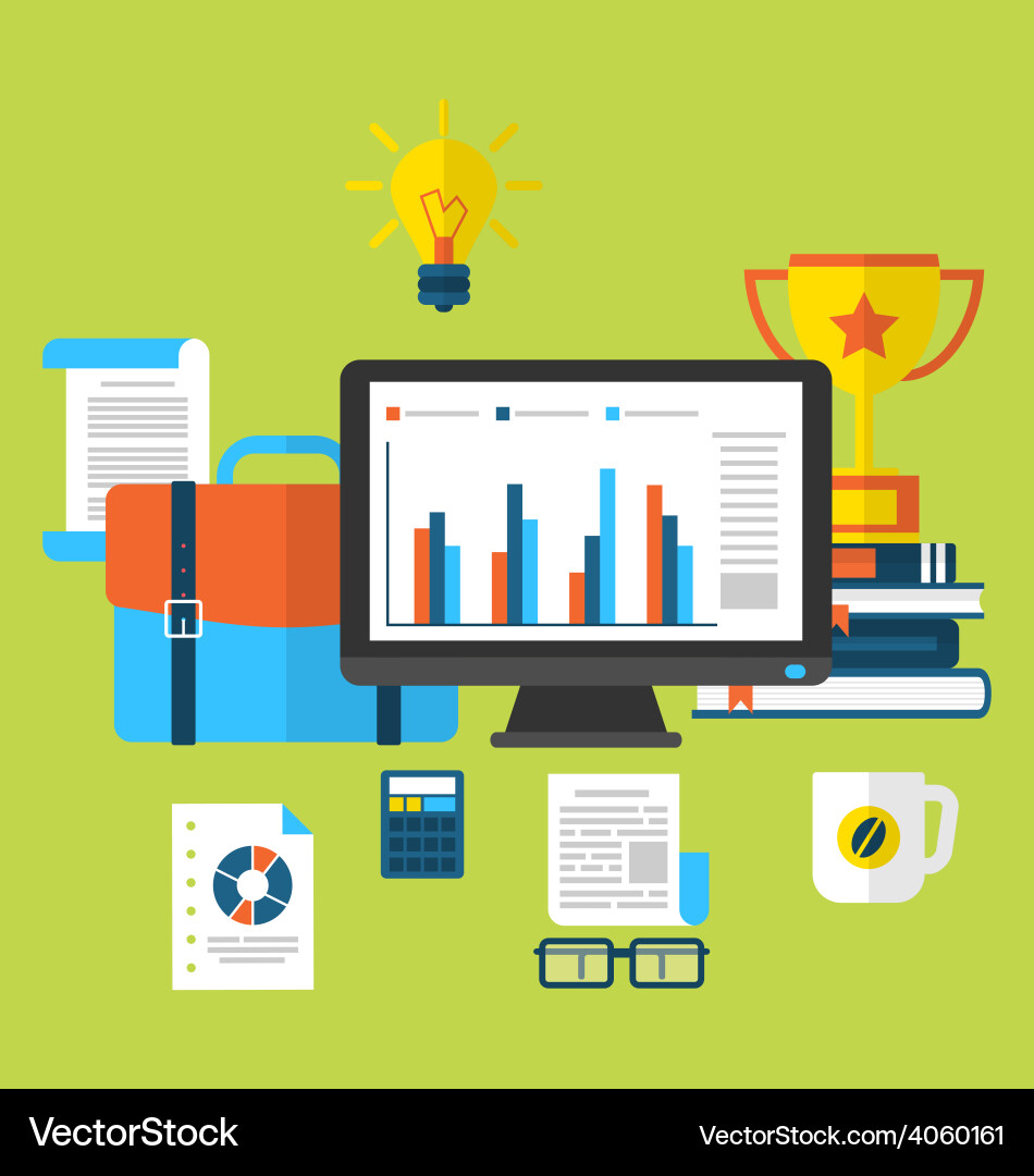 Flat icons of trendy business objects Royalty Free Vector