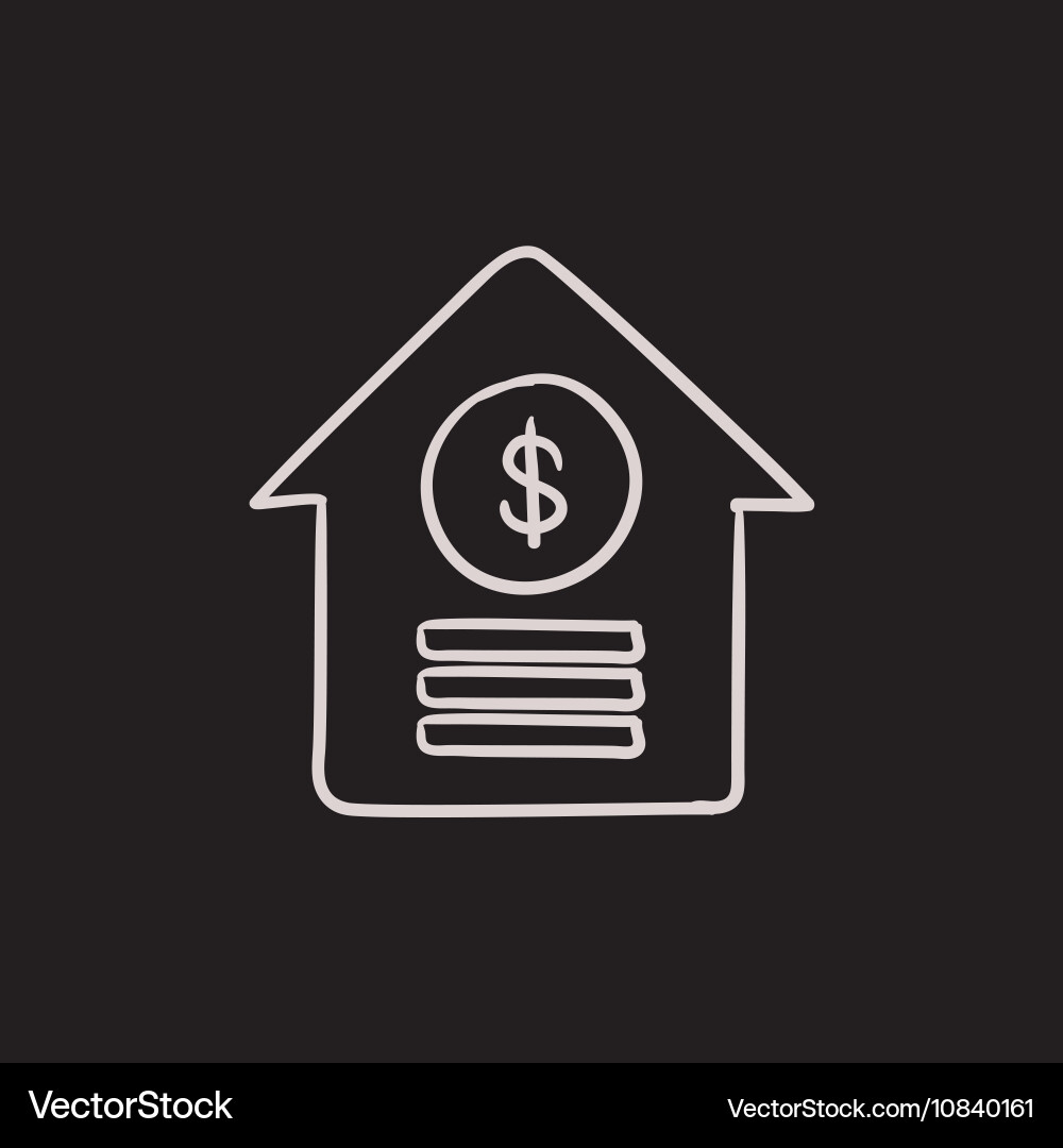 House with dollar symbol sketch icon Royalty Free Vector