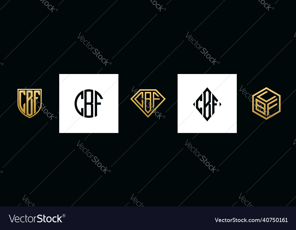 Initial letters cbf logo designs bundle Royalty Free Vector