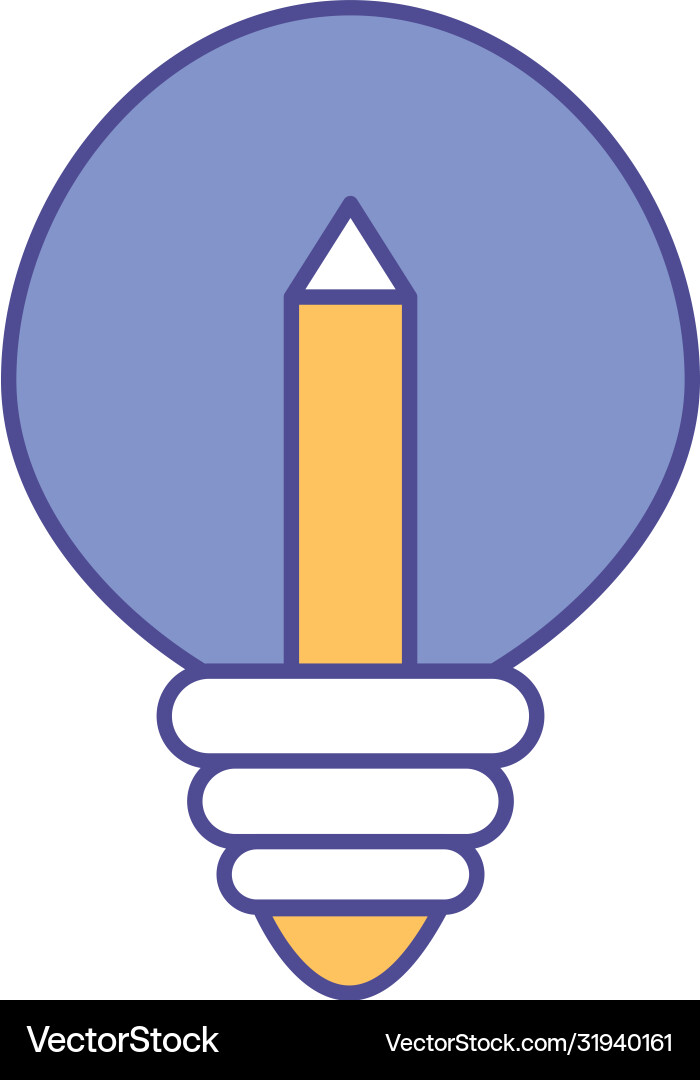 Light bulb with pencil line and fill style icon Vector Image