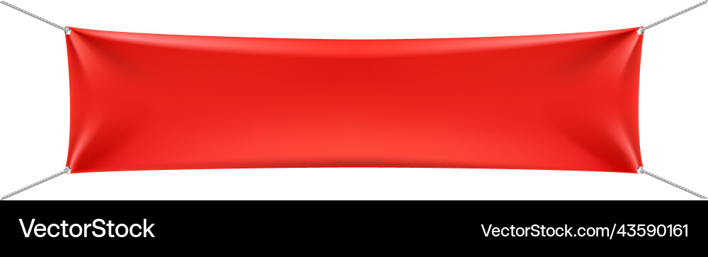 Red fabric banner realistic promo ad hanging Vector Image