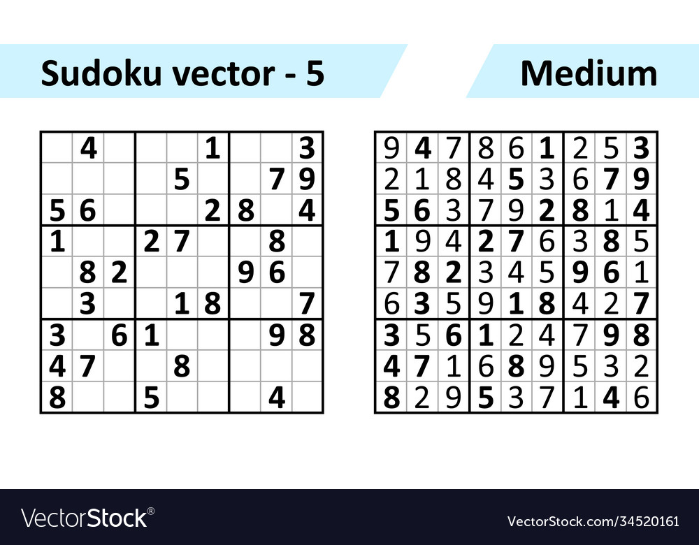 Sudoku game with answers simple design set Vector Image