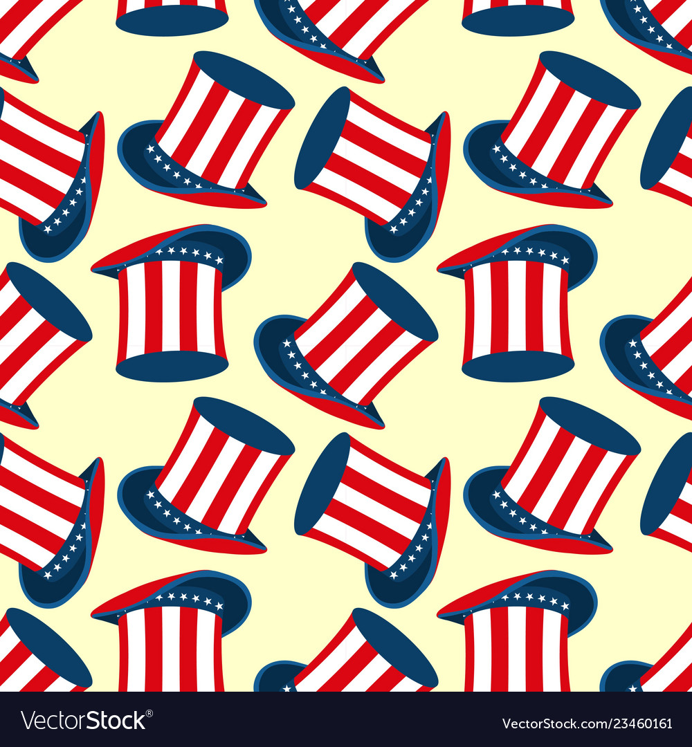 Uncle sam hat seamless pattern Royalty Free Vector Image