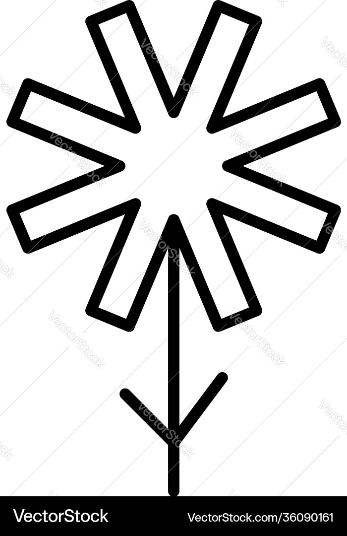 White flower with eight stipe like petals Vector Image