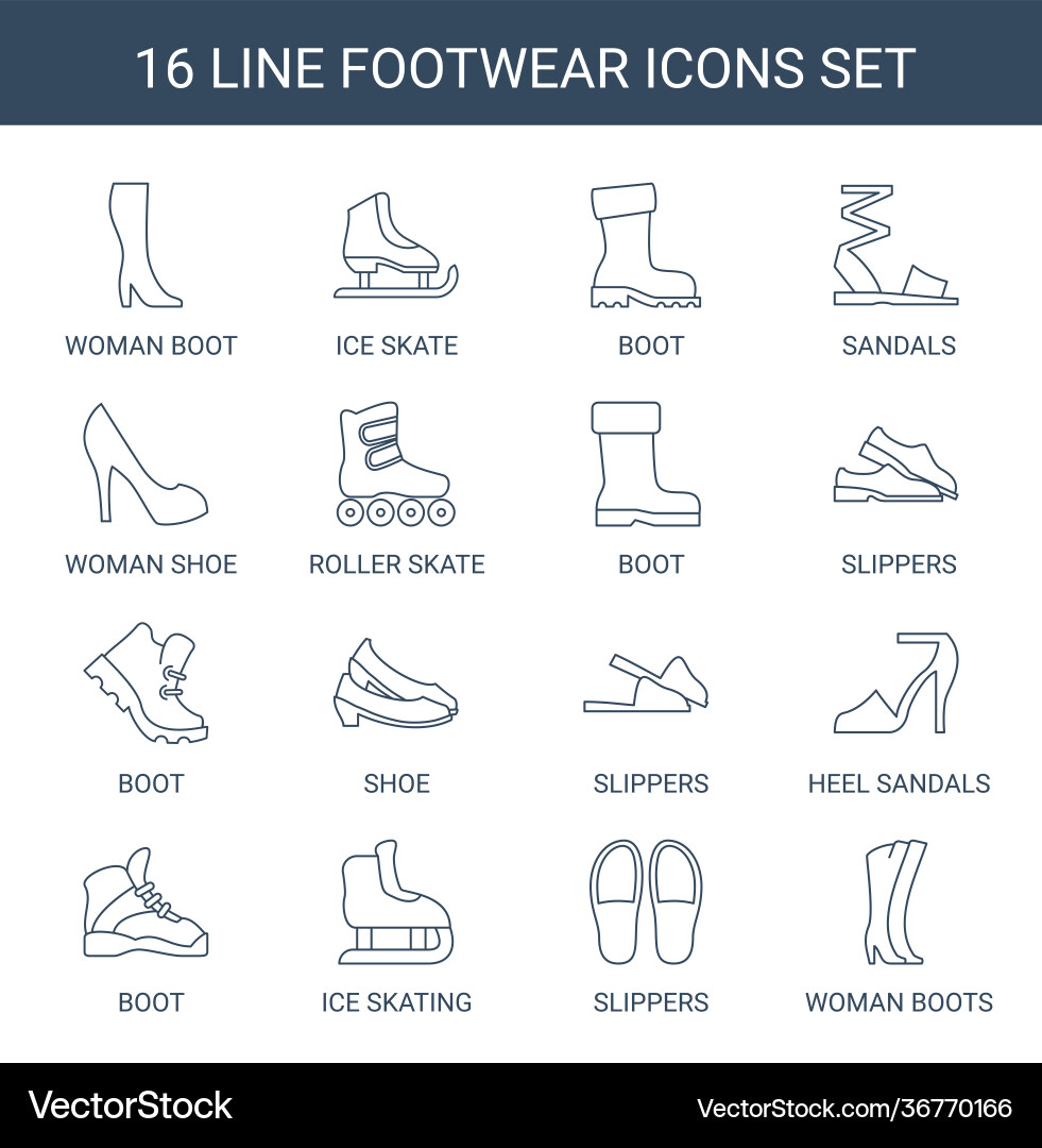 16 footwear icons Royalty Free Vector Image - VectorStock