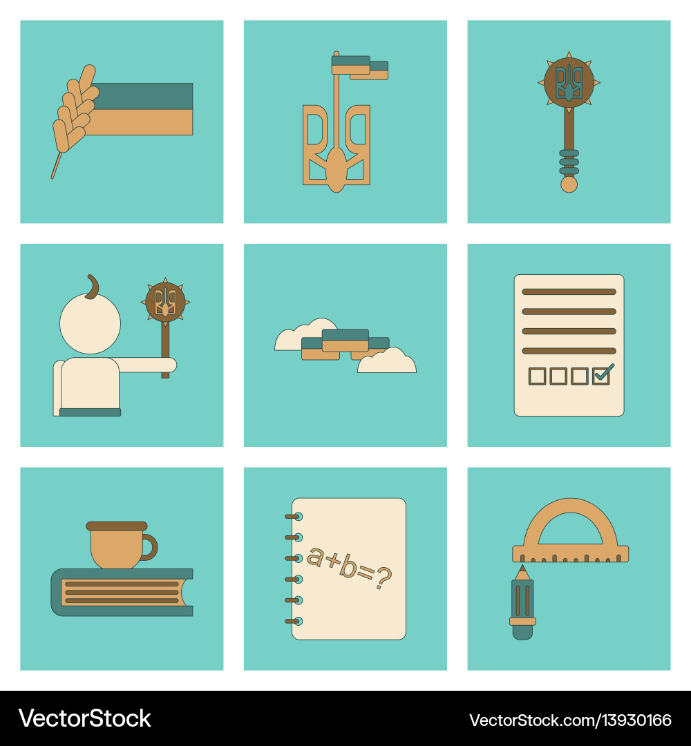 Assembly flat icons school lessons Royalty Free Vector Image