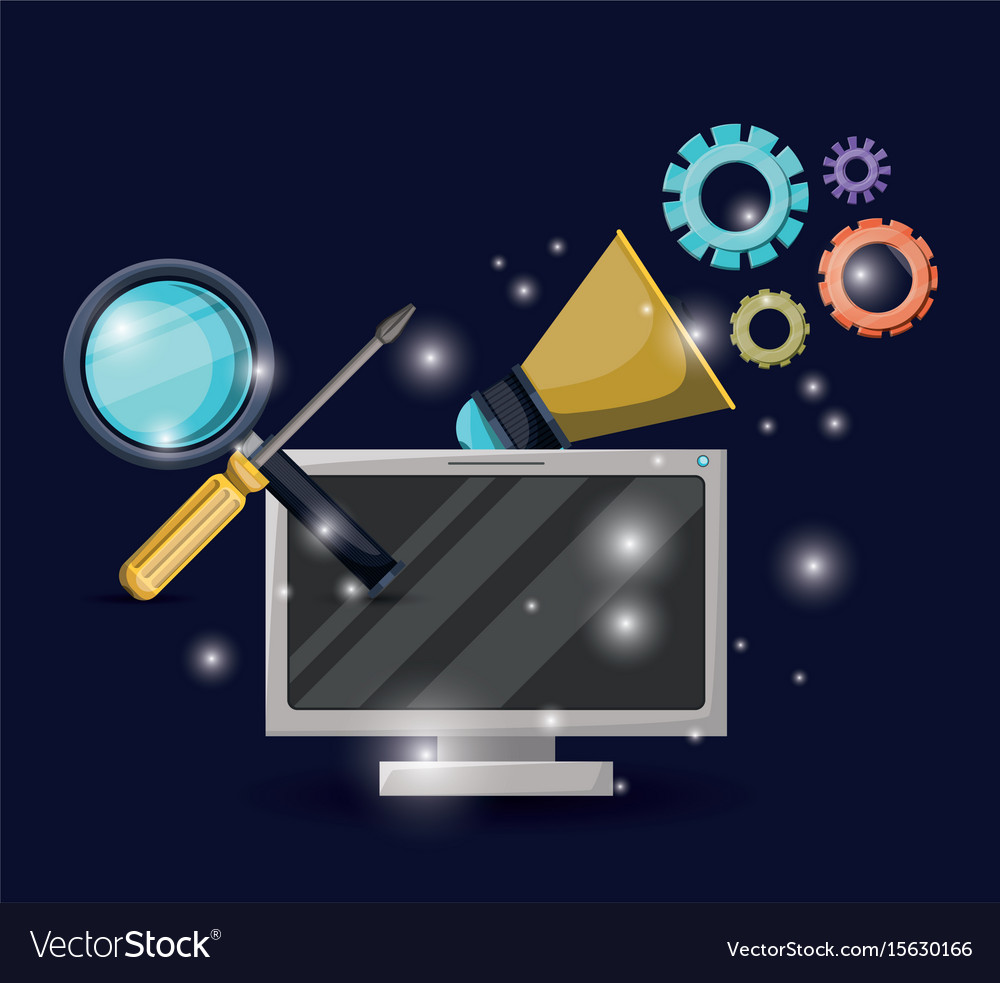 Blue dark background with brightness of display Vector Image