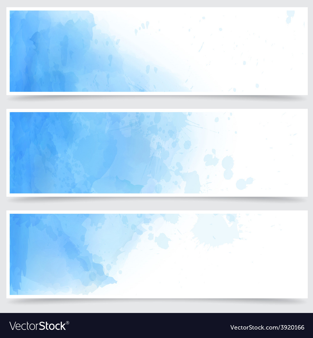 Blue watercolor abstract banners Royalty Free Vector Image