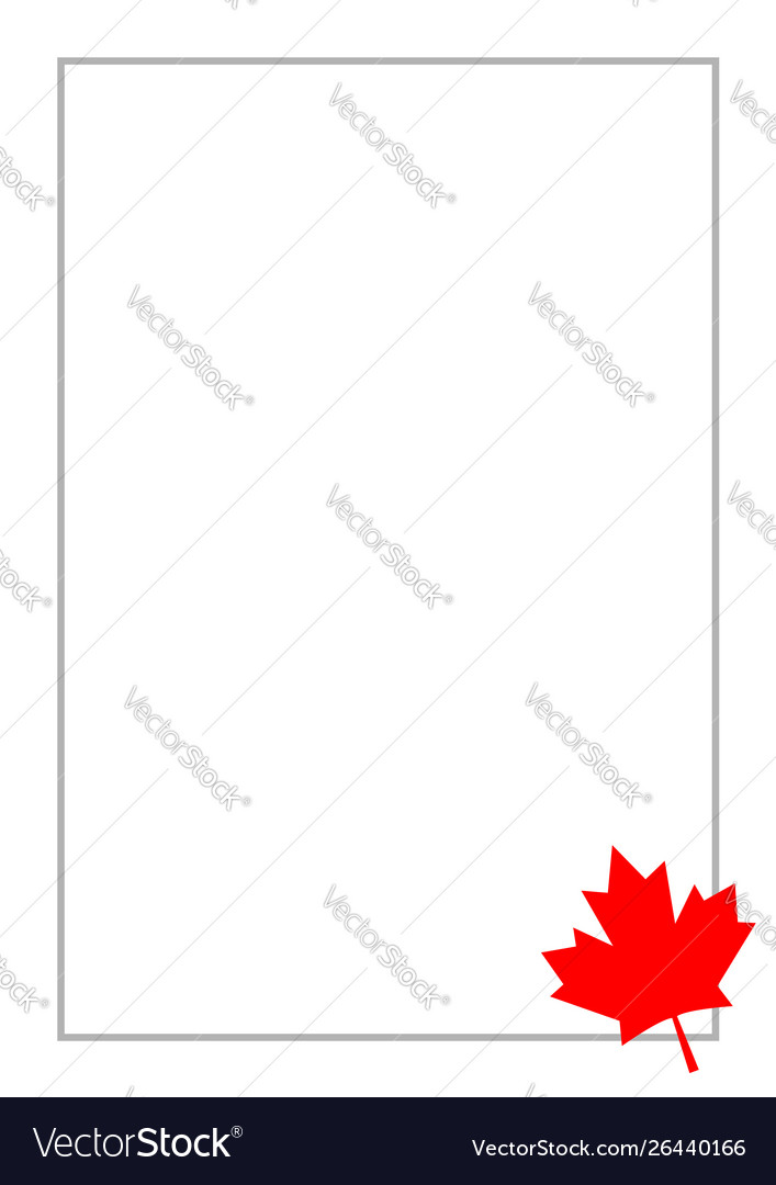 Canadian flag red maple leaf frame card letter a4 Vector Image