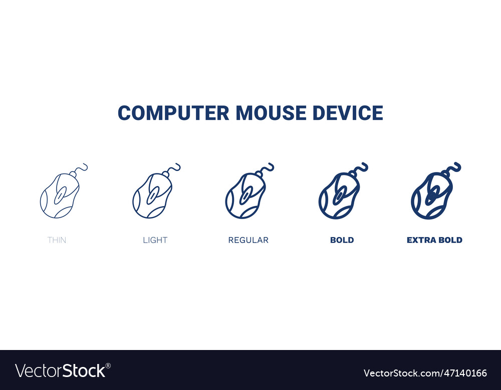 Computer mouse device icons thin light regular Vector Image