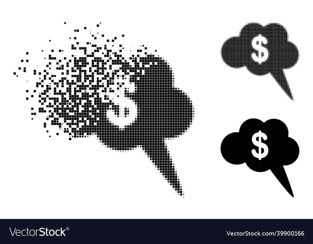 Dust dotted dollar cloud bubble glyph Royalty Free Vector Dust dotted dollar cloud bubble glyph Royalty Free Vector