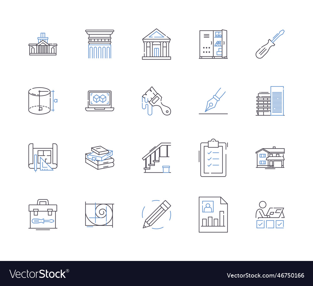 Engineering tools outline icons collection tools Vector Image