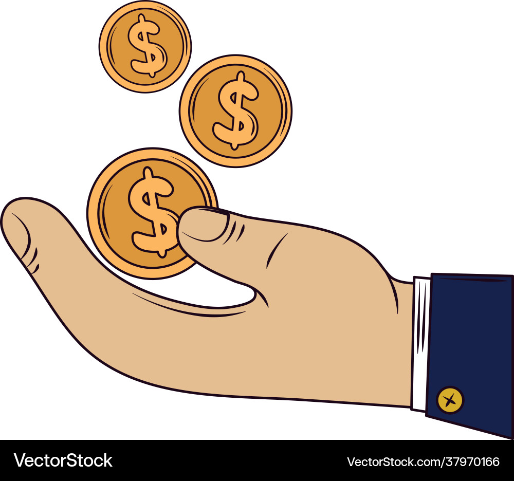 Hand with coins investment Royalty Free Vector Image