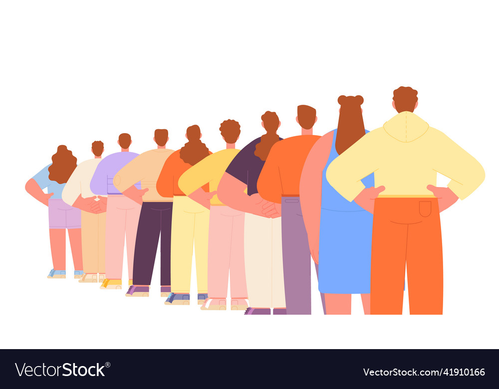 Isolated people crowd standing in line queue Vector Image