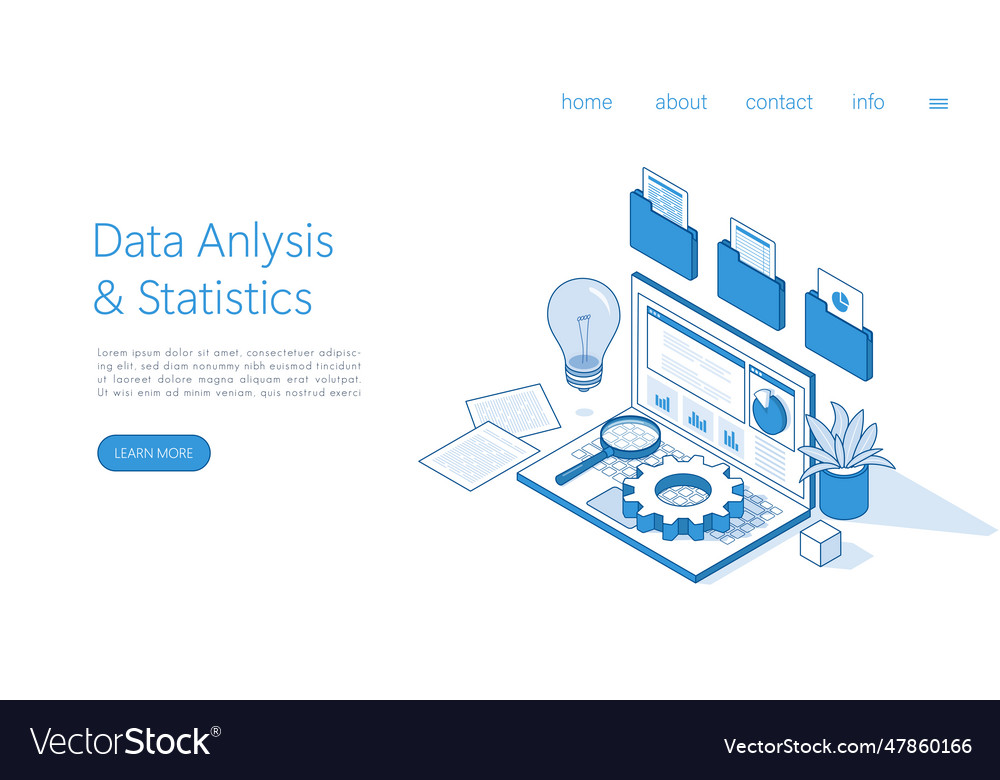 Landing page template data analysis business Vector Image