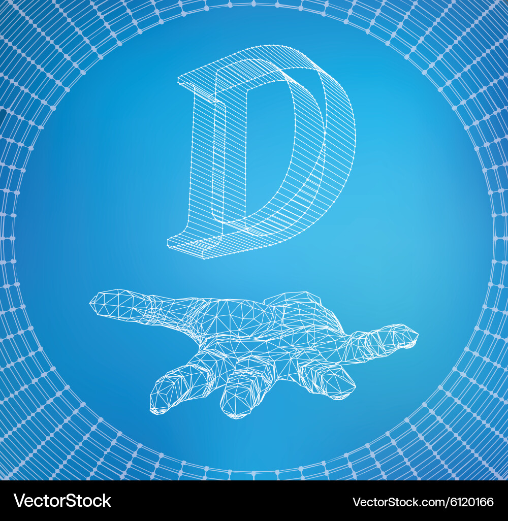 Letter d lines and dots on arm the Royalty Free Vector Image