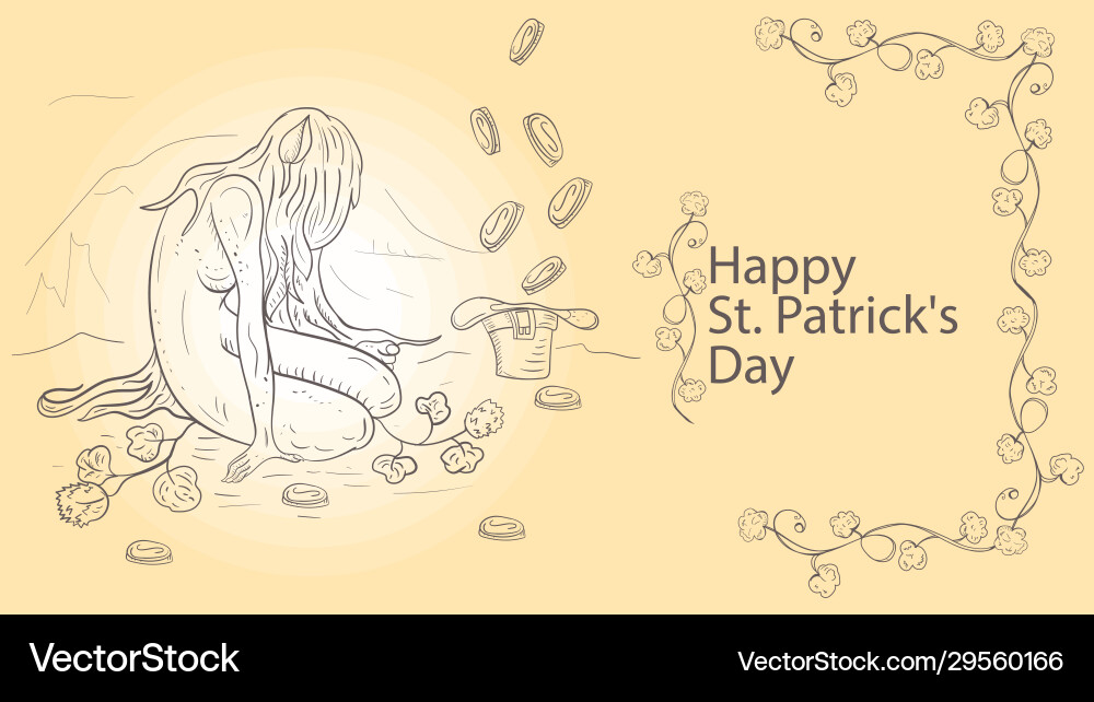 Outline coloring banner with st patricks day Vector Image