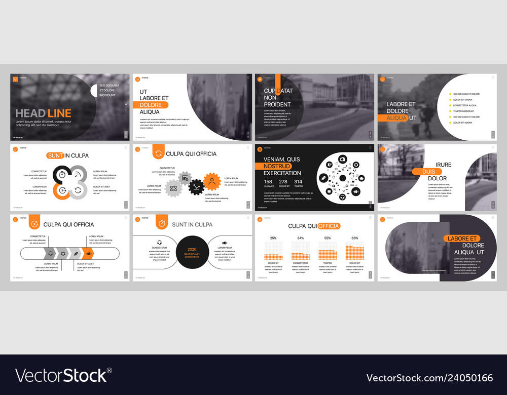 Presentation template orange elements for slide Vector Image