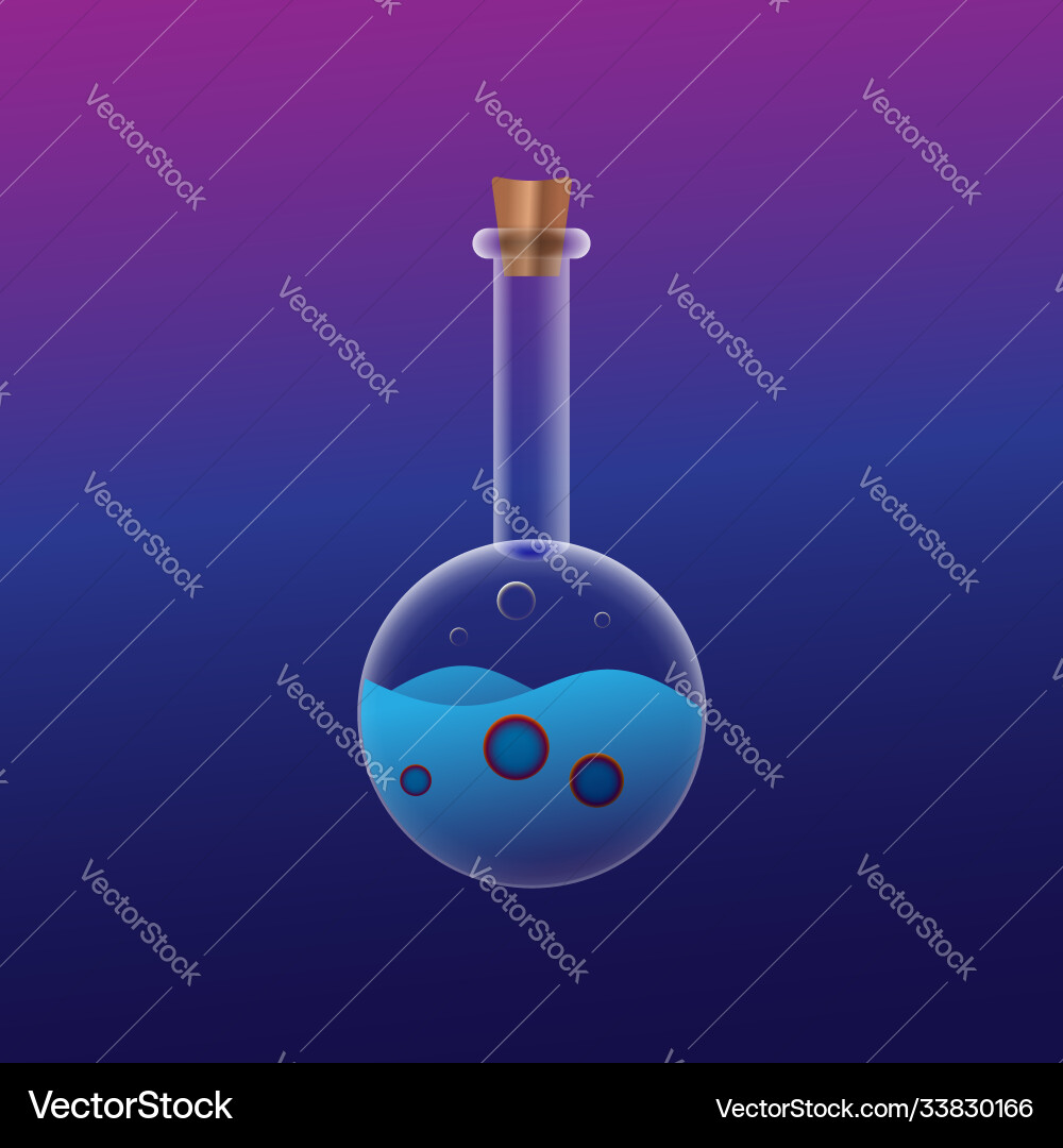 Round glass bottle with blue magic potions Vector Image