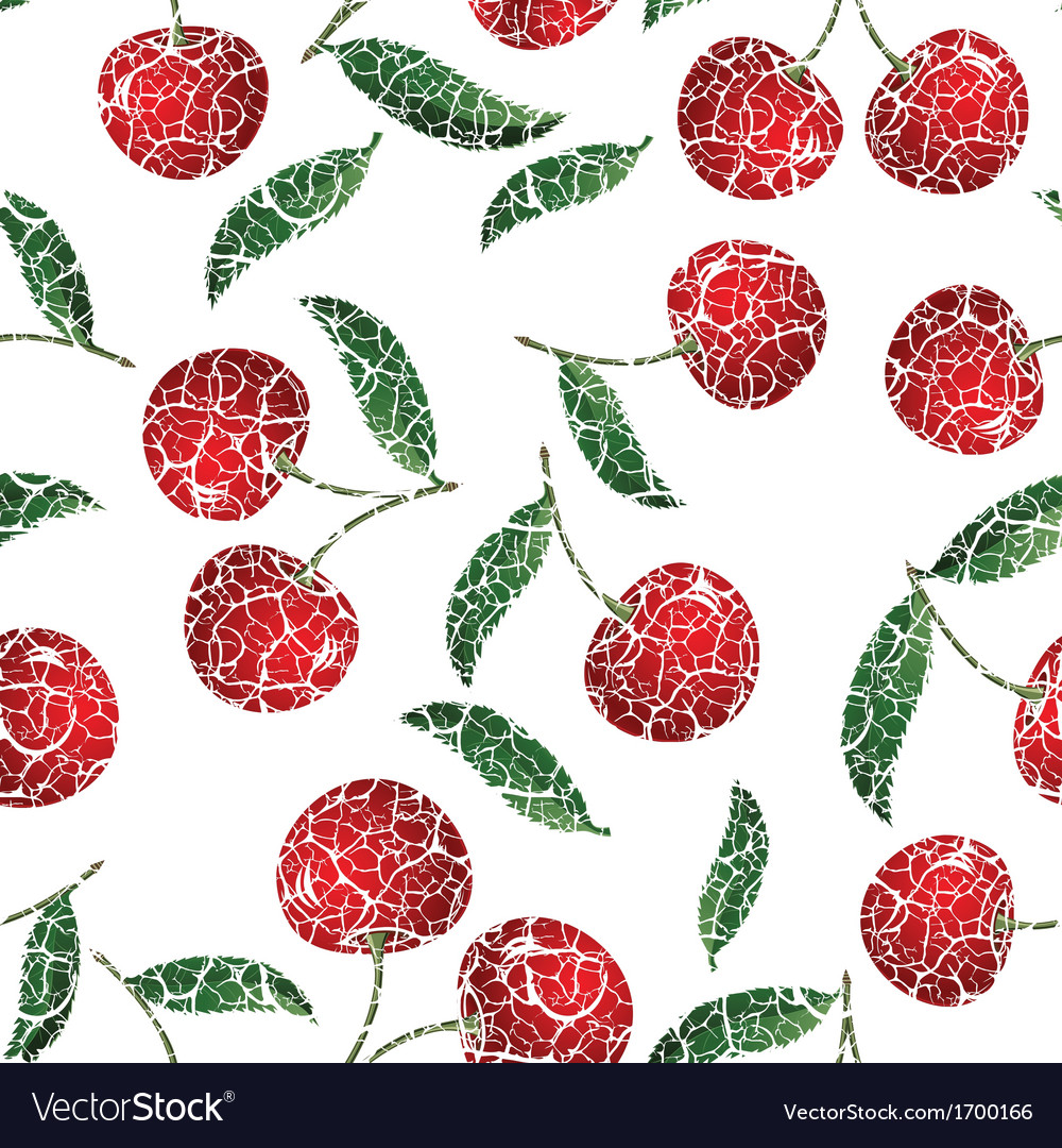 Seamless red cherry background Royalty Free Vector Image