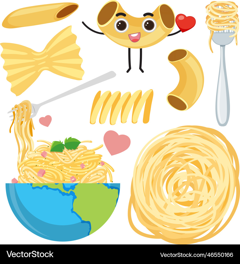 Set of pasta cartoon Royalty Free Vector Image